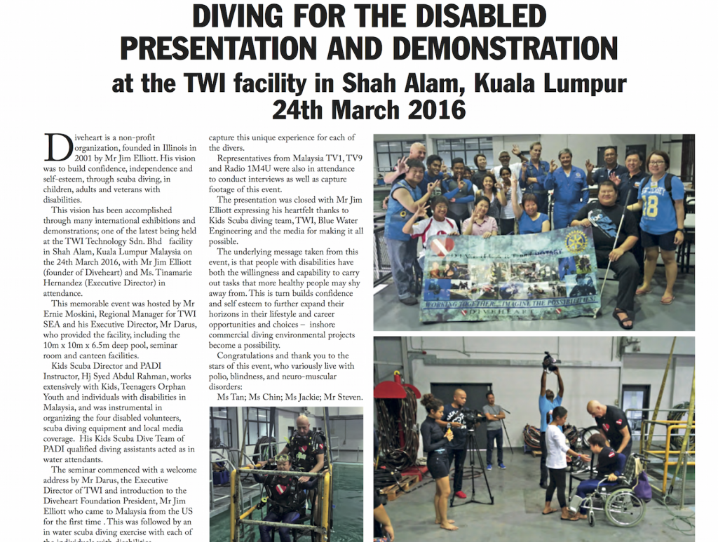 Diveheart Featured in Dive Log Magazine (Australasia) - Diveheart